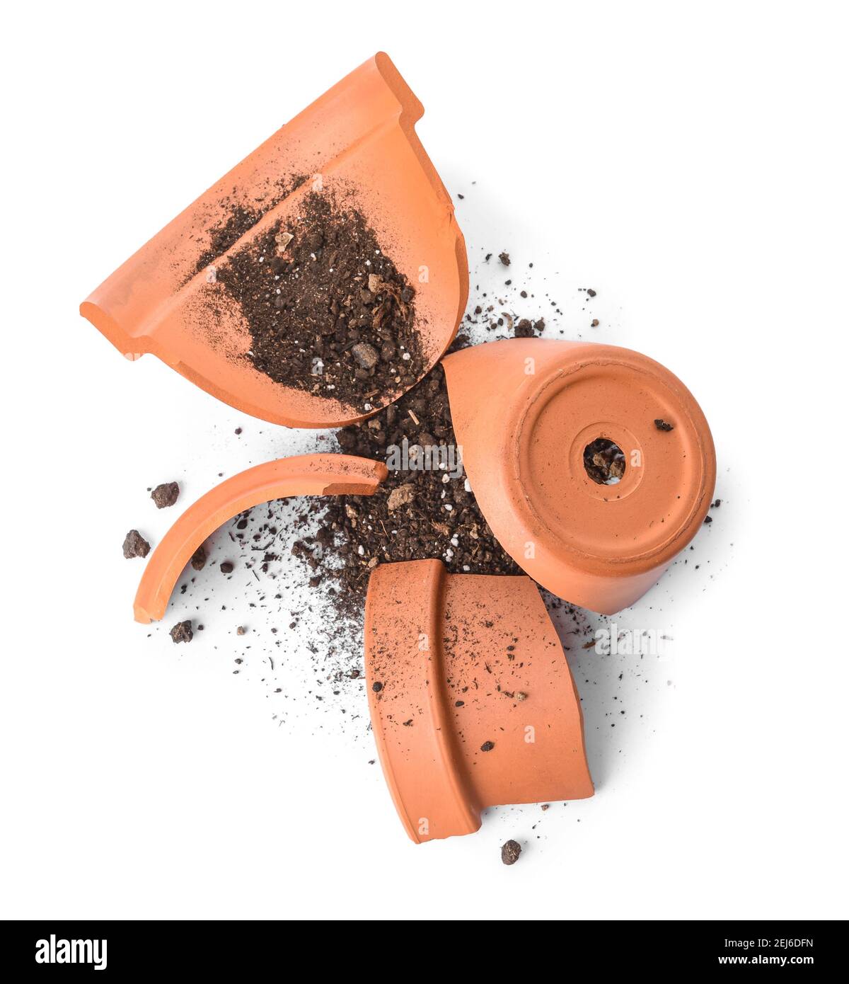 Broken flower pot on white background Stock Photo - Alamy
