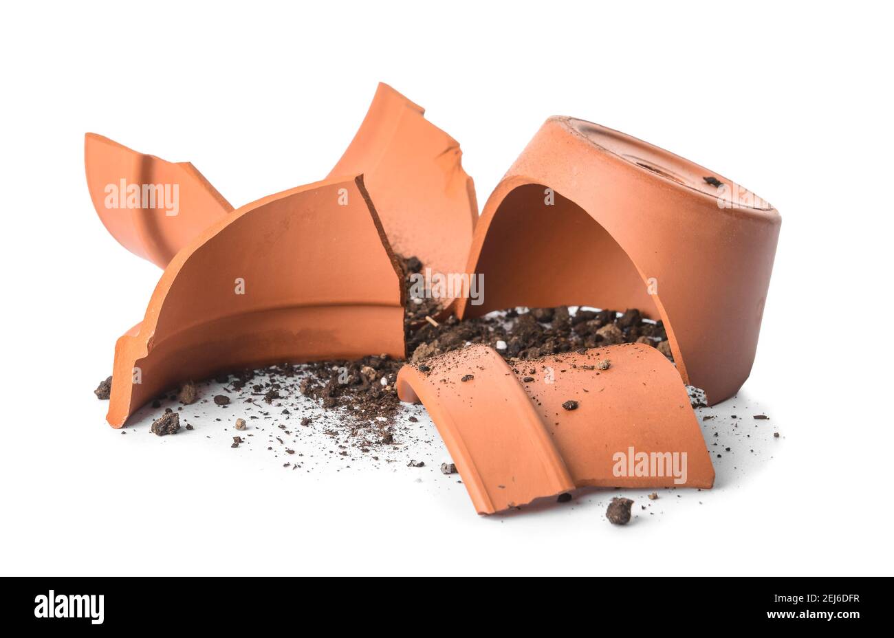 Broken flower pot on white background Stock Photo - Alamy