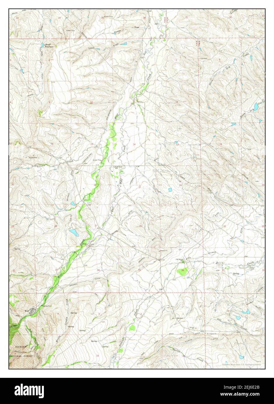 Wolf, Wyoming, map 1964, 1:24000, United States of America by Timeless ...