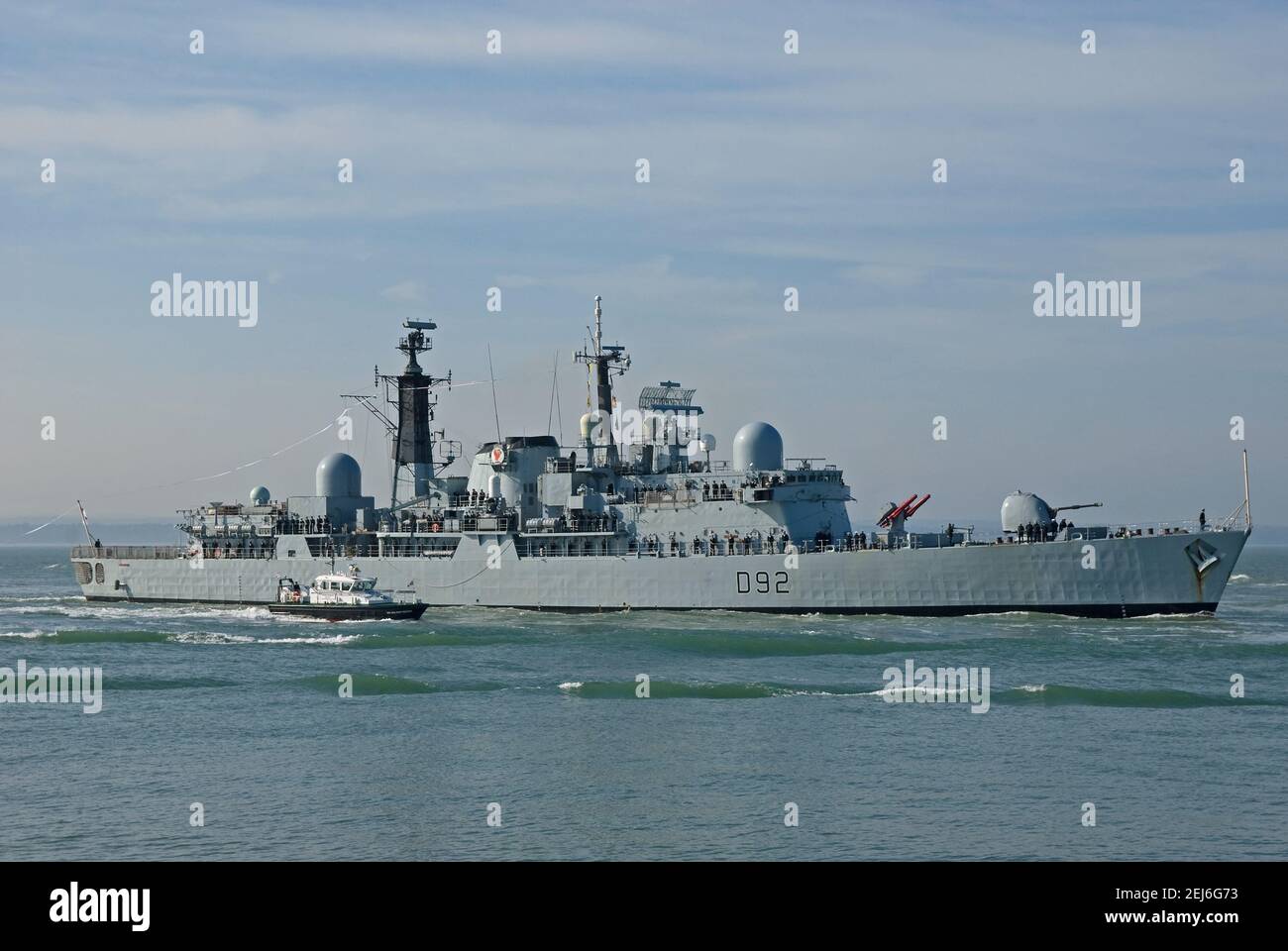 The Royal Navy Type 42 destroyer HMS Liverpool (D92) approaching ...