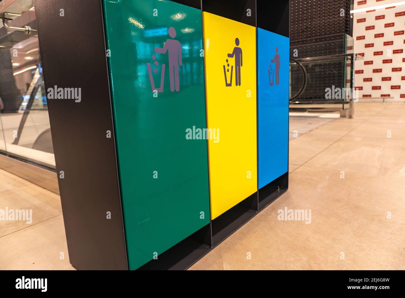 Management recycle garbage. Separate waste collection. Modern trash ...