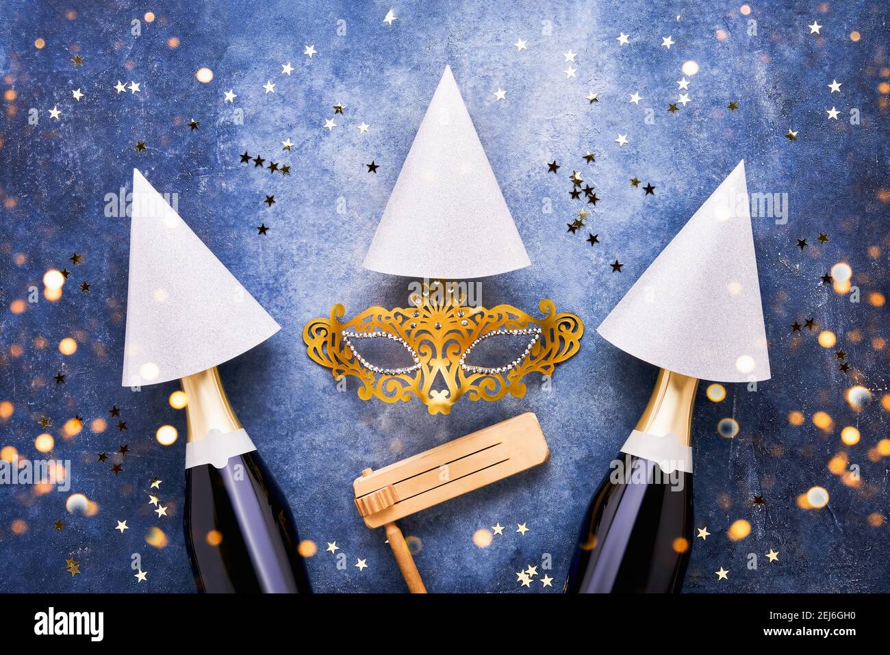 Jewish holiday Purim celebration background with party hats, mask and ...