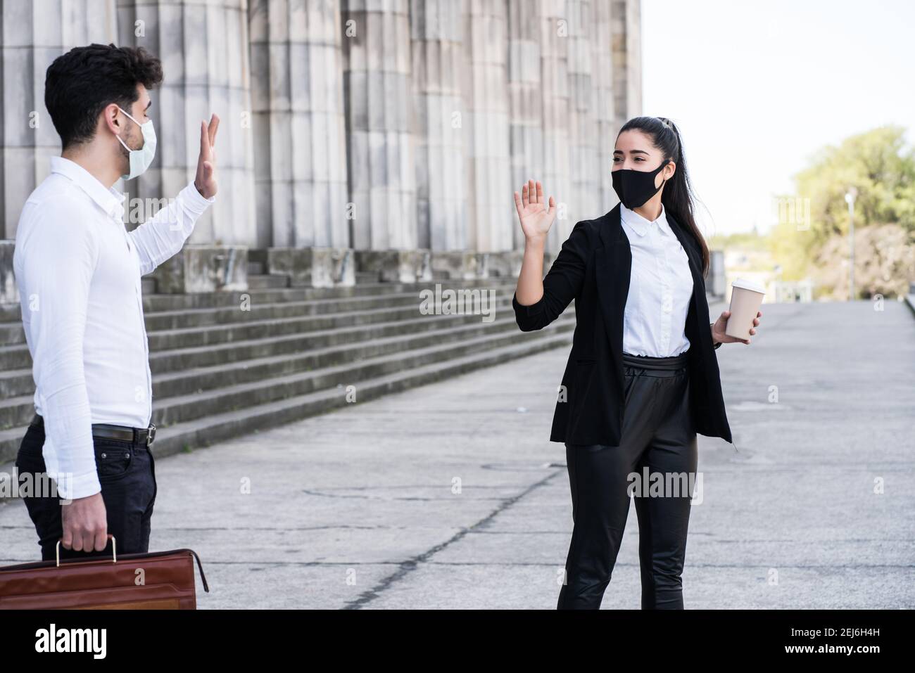 Two people keeping distance hi-res stock photography and images - Alamy