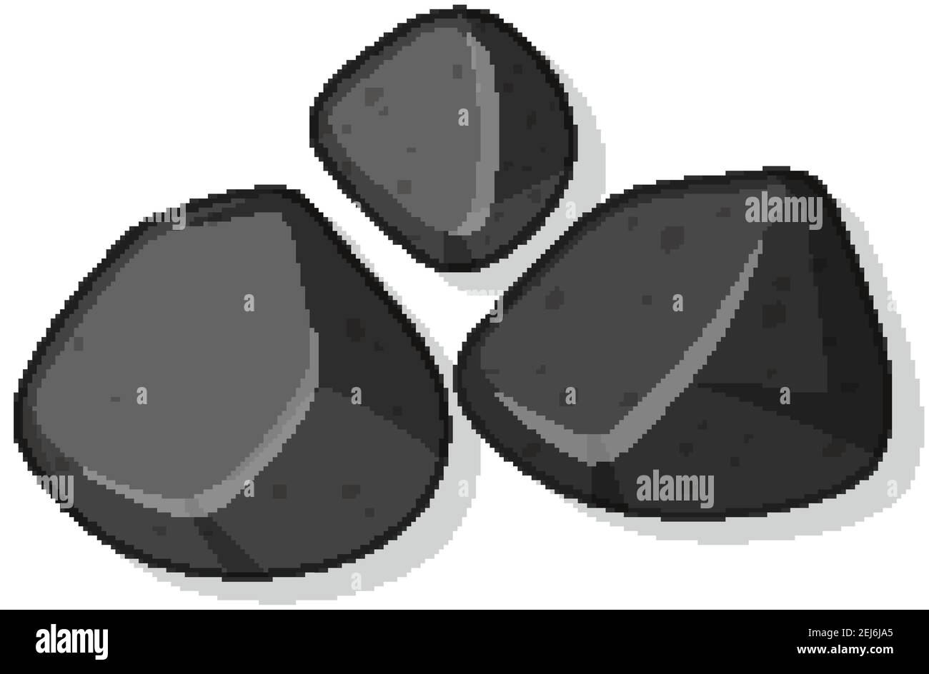 Set of black stones isolated on white background illustration Stock ...