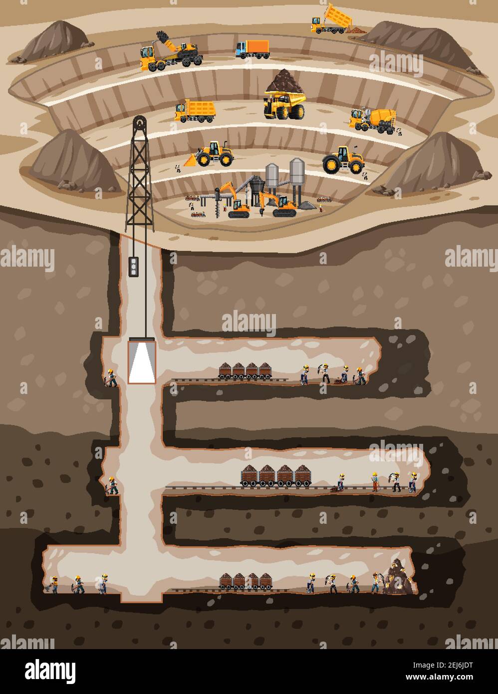 Underground landscape of coal mining illustration Stock Vector Image ...