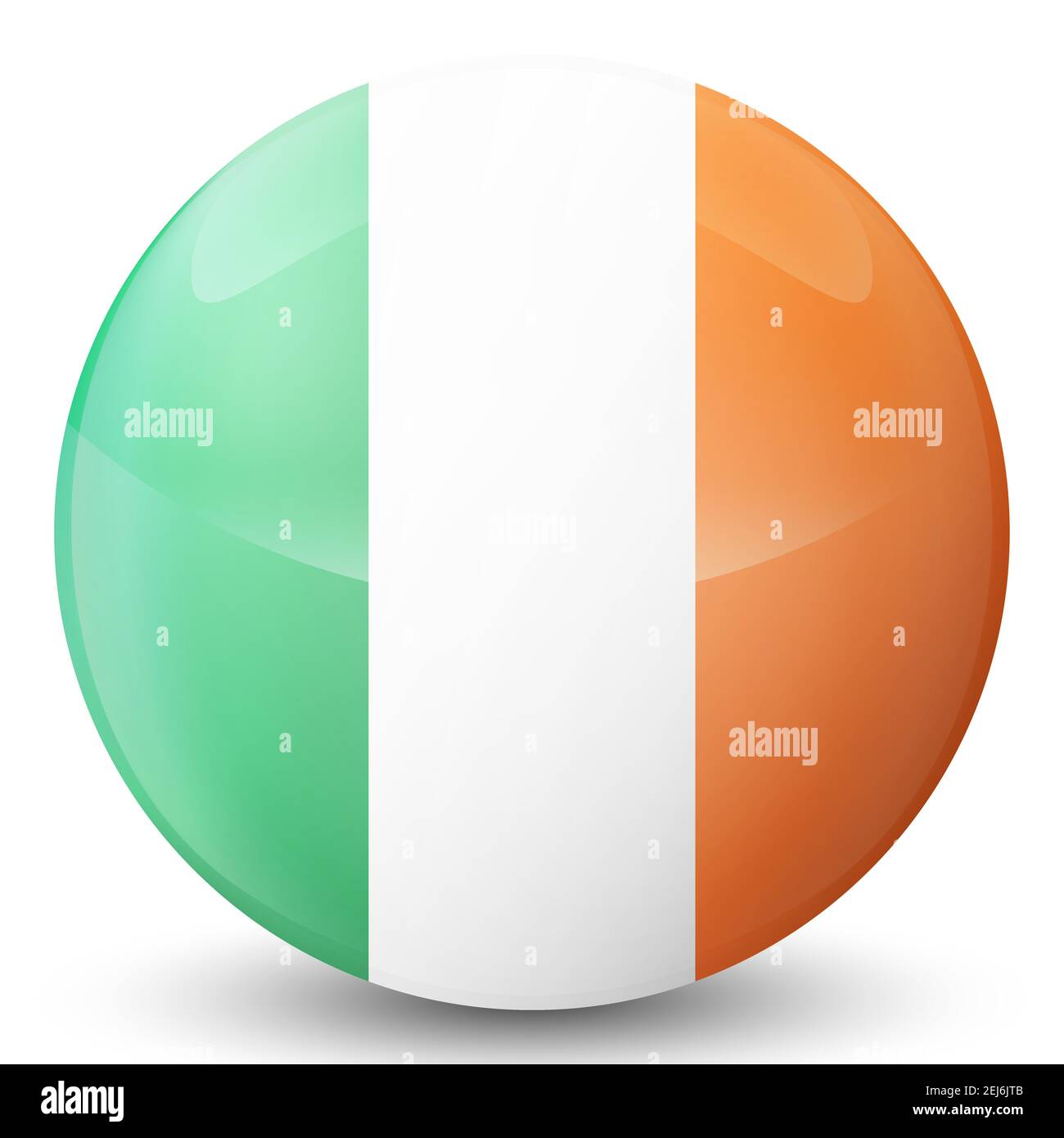 Glass light ball with flag of Ireland. Round sphere, template icon ...