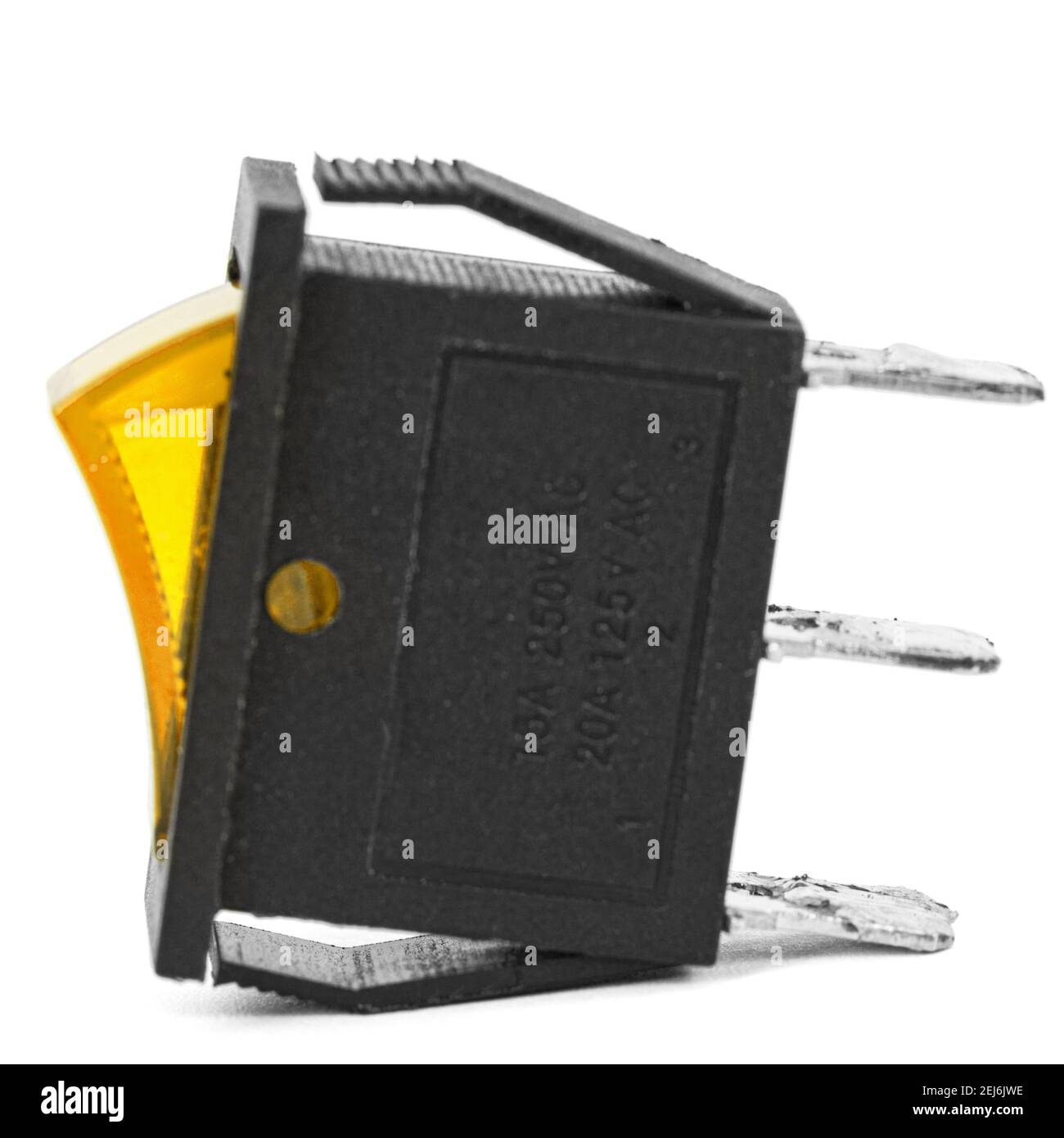 Yellow power switche, isolated on white background Stock Photo - Alamy