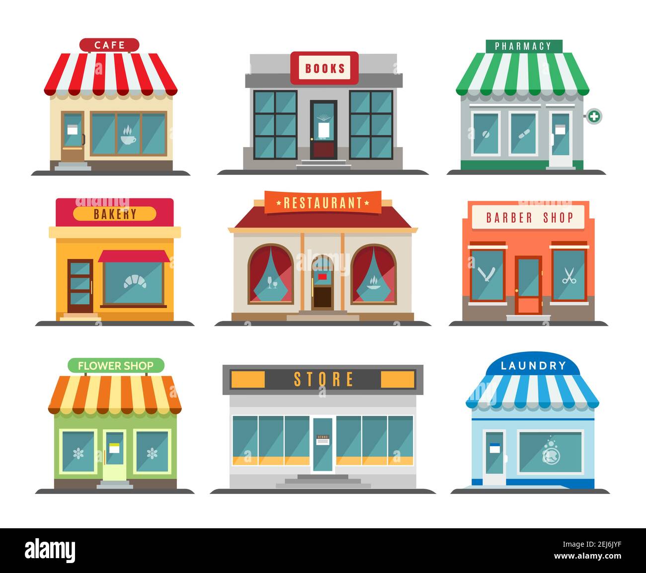 Small town shops Stock Vector Images - Alamy