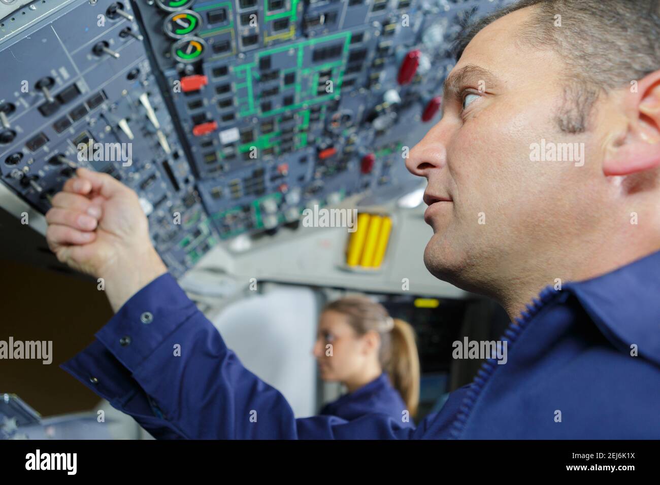 man in cockpit of aircraft Stock Photo - Alamy