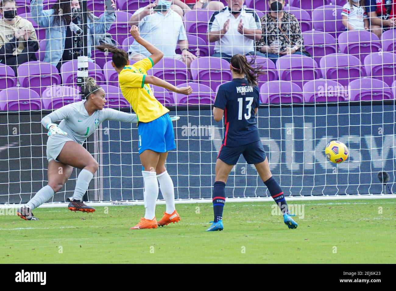 Orlando, Florida, USA, February 21, 2021, Brazil's Goalkeeper Barbara ...