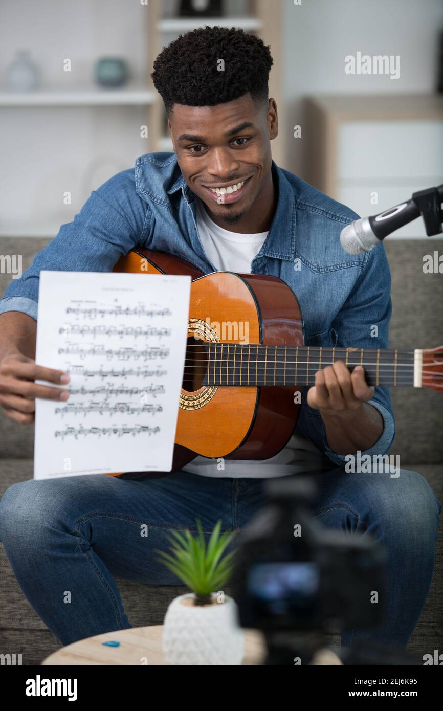 handsome man recording song - vlogging concept Stock Photo - Alamy