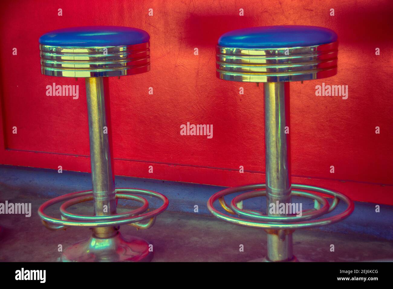 A pair of digitized, restaurant stools, Farmer's Market, Los Angeles ...