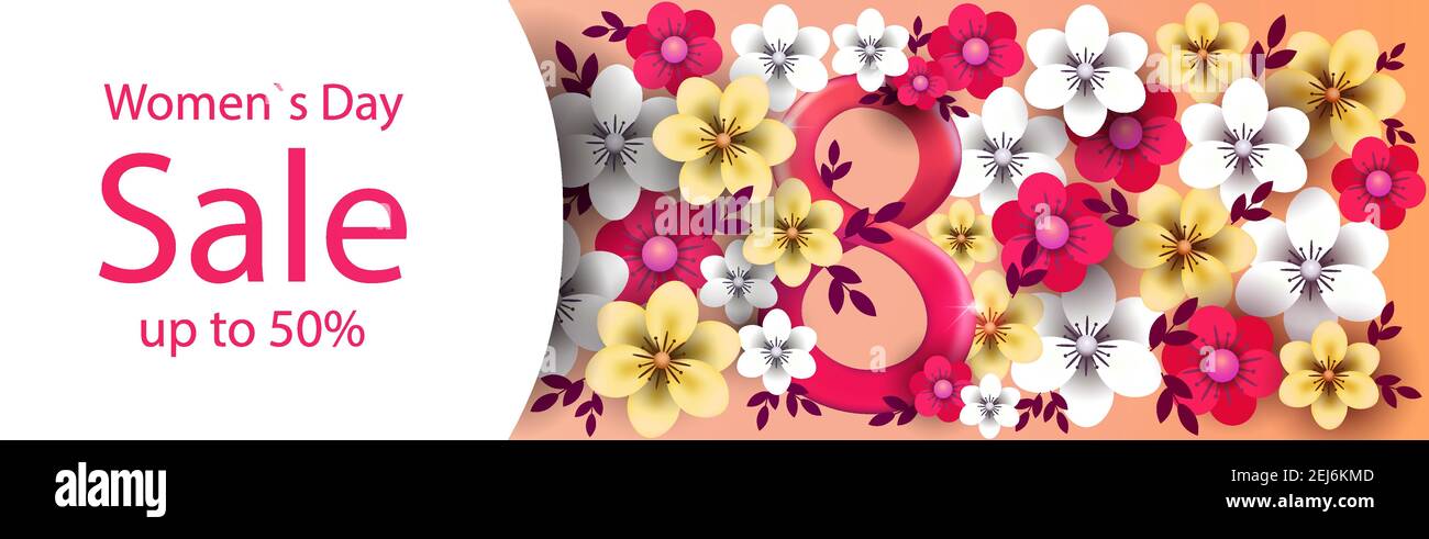 elegant eight number womens day 8 march holiday celebration sale banner ...