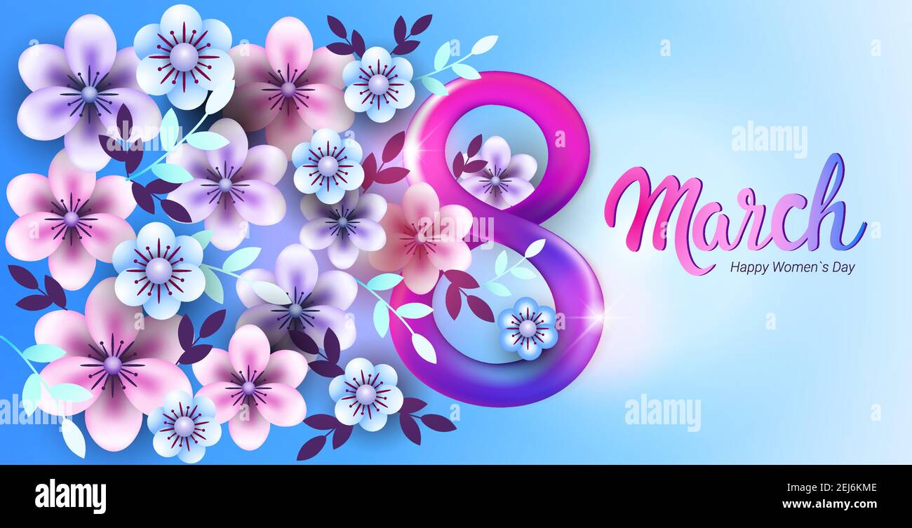 elegant eight number womens day 8 march holiday celebration banner ...