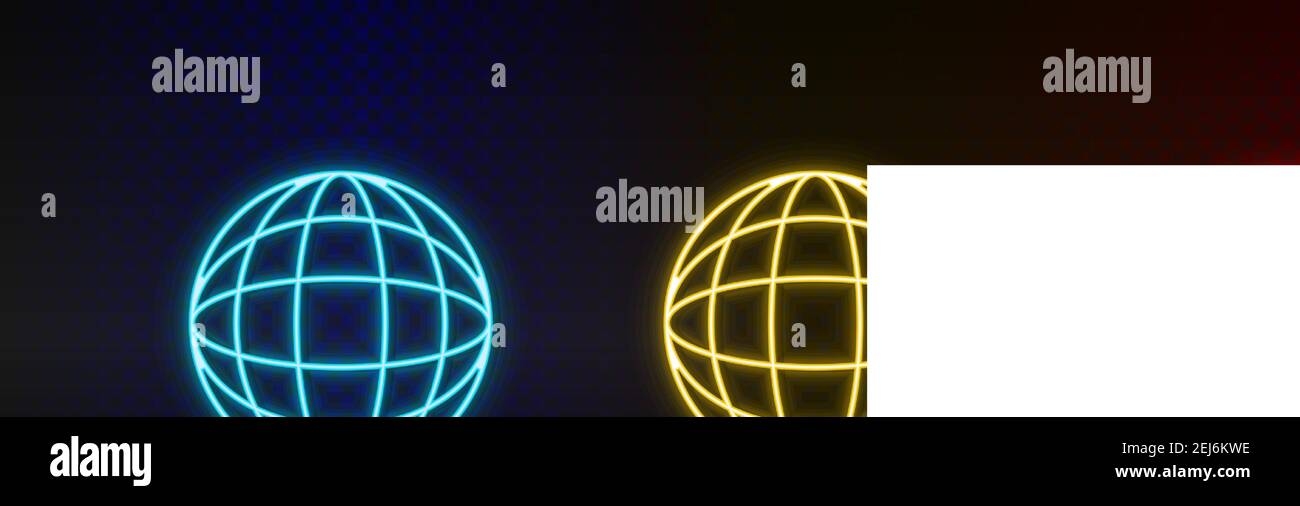 Neon icon set Network. Set of red, blue, yellow neon vector icon Stock ...