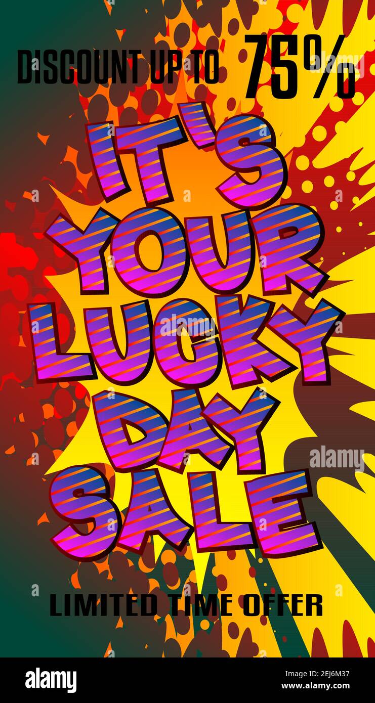 Luck related comic book style sale, discount poster, banner, template ...