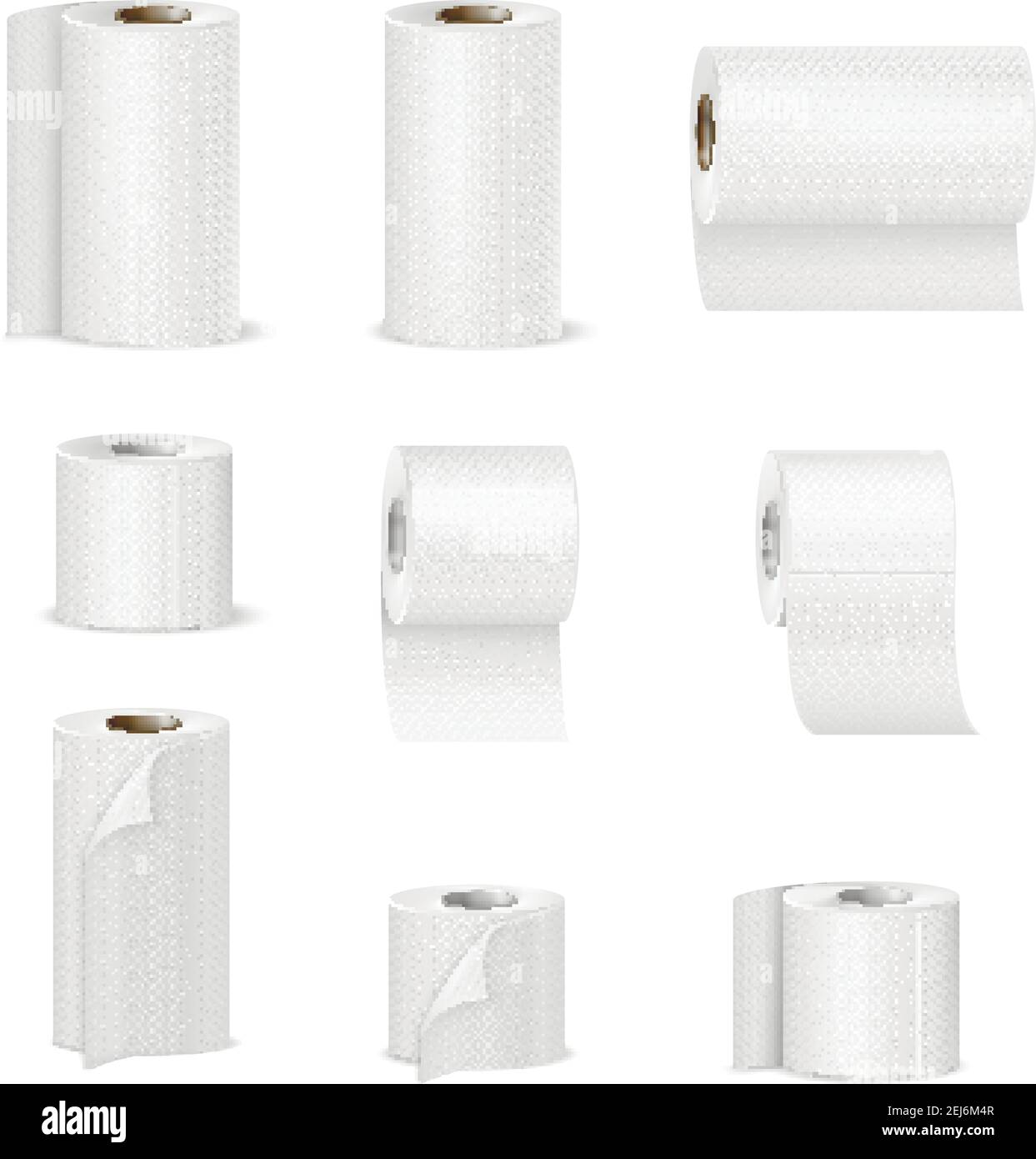 Paper towels and tissue toilet rolls realistic images collection in ...