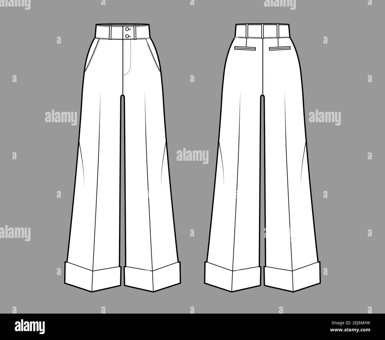 Pants oxford tailored technical fashion illustration with normal waist ...