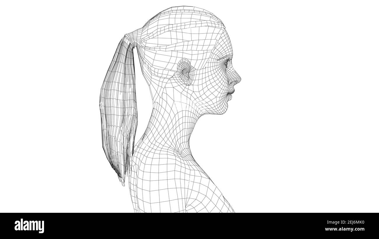 Wireframe portrait of a young beautiful girl Stock Vector Image & Art ...