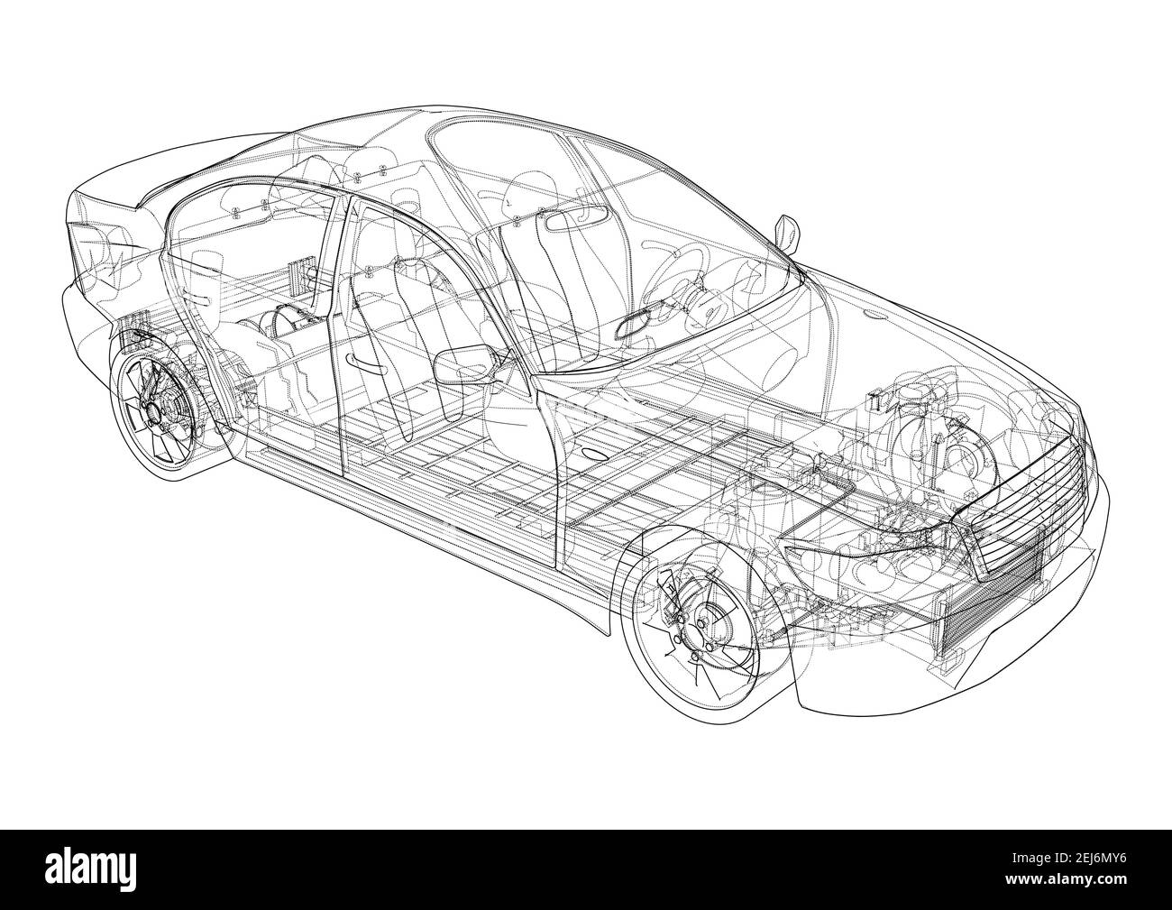 Electric Car With Chassis. Vector rendering of 3d Stock Vector Image ...