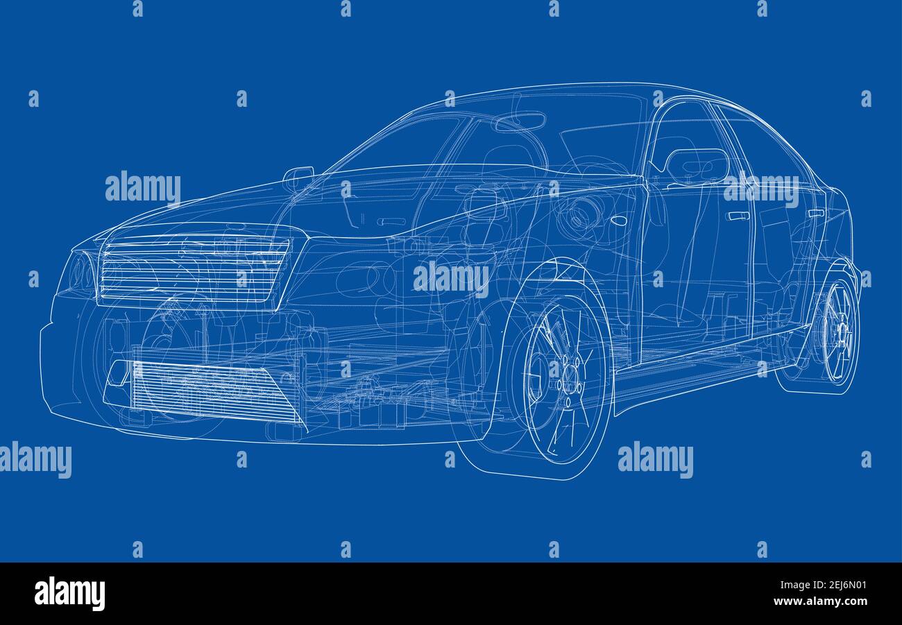 Electric Car With Chassis. Vector rendering of 3d Stock Vector Image ...