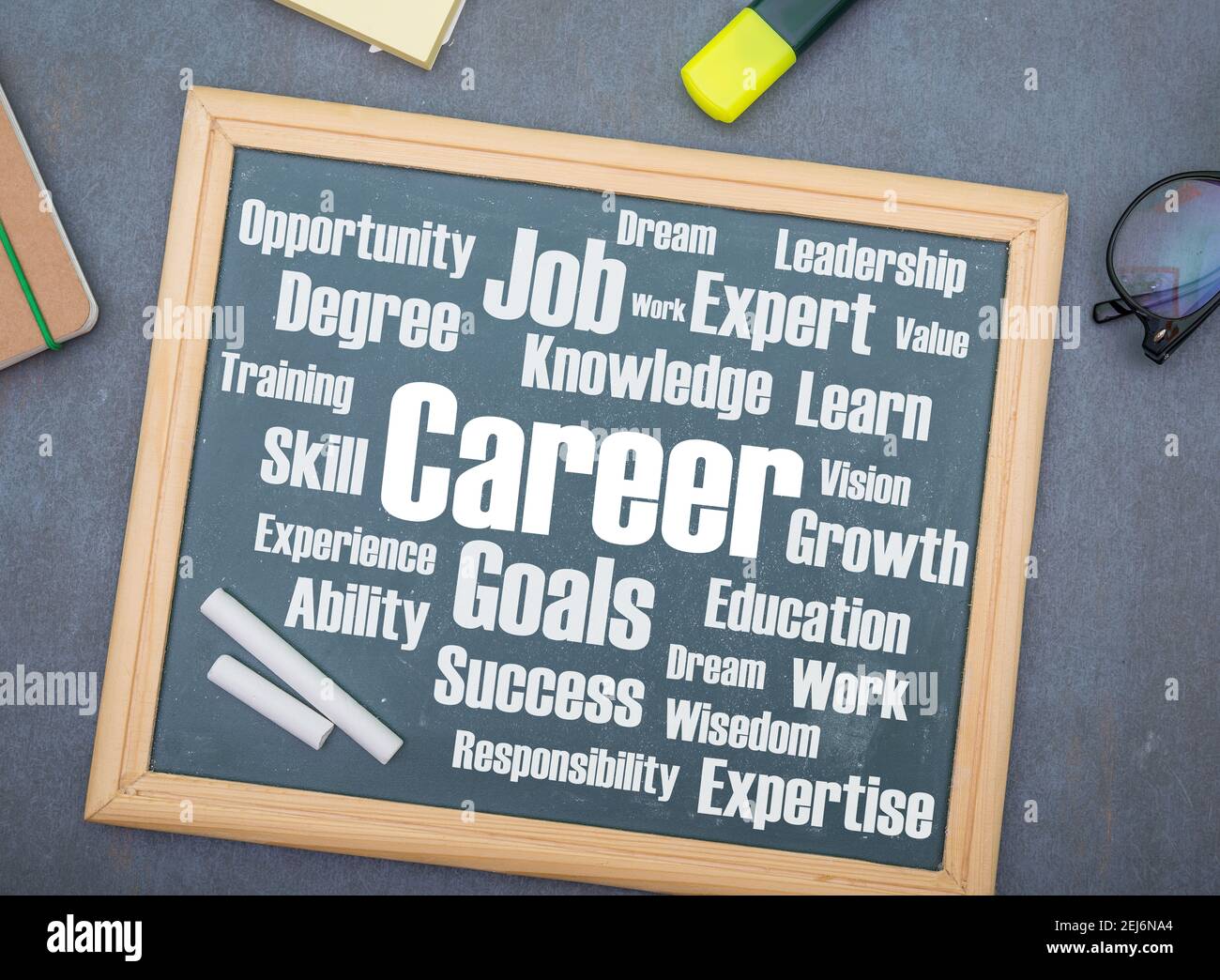 Career Word Cloud on Slate Stock Photo - Alamy