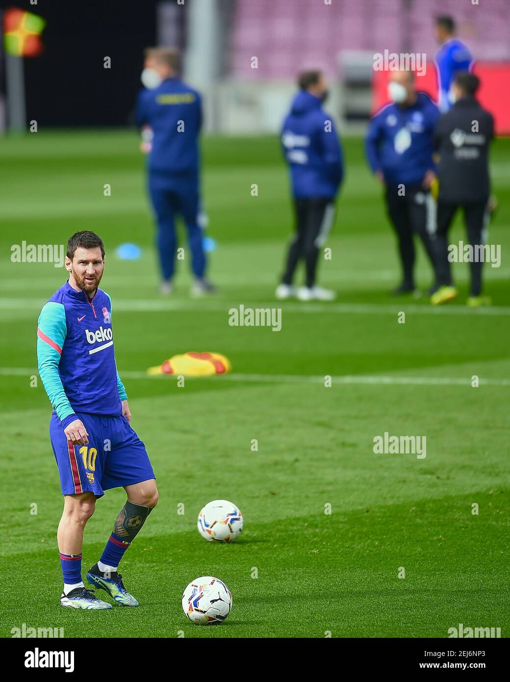 Lionel Messi of FC Barcelona warm-up during the La Liga match between ...