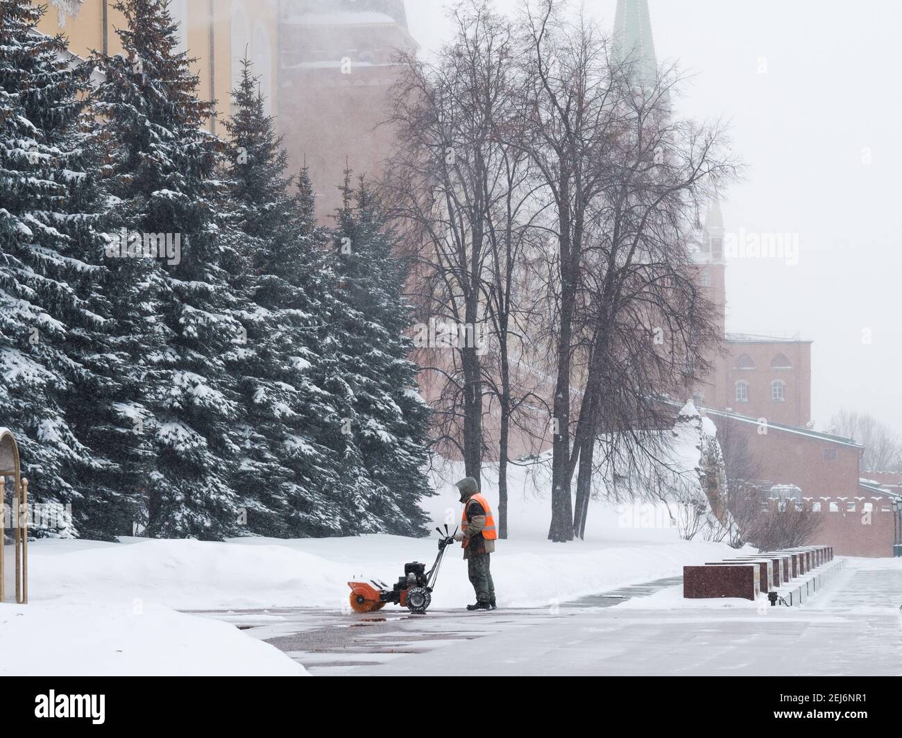 Man uses snowblower remove hi-res stock photography and images - Alamy