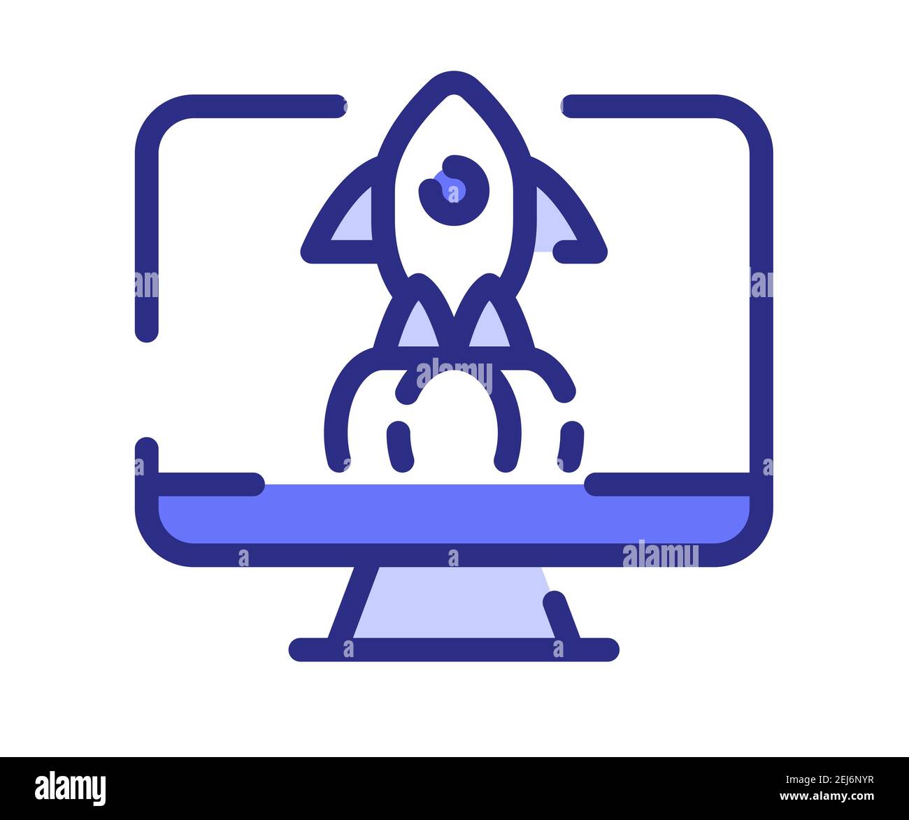 desktop launch startup single isolated icon with dash or dashed line style vector design ...