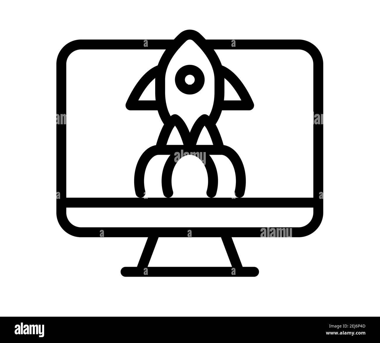 desktop launch startup single isolated icon with outline line style ...