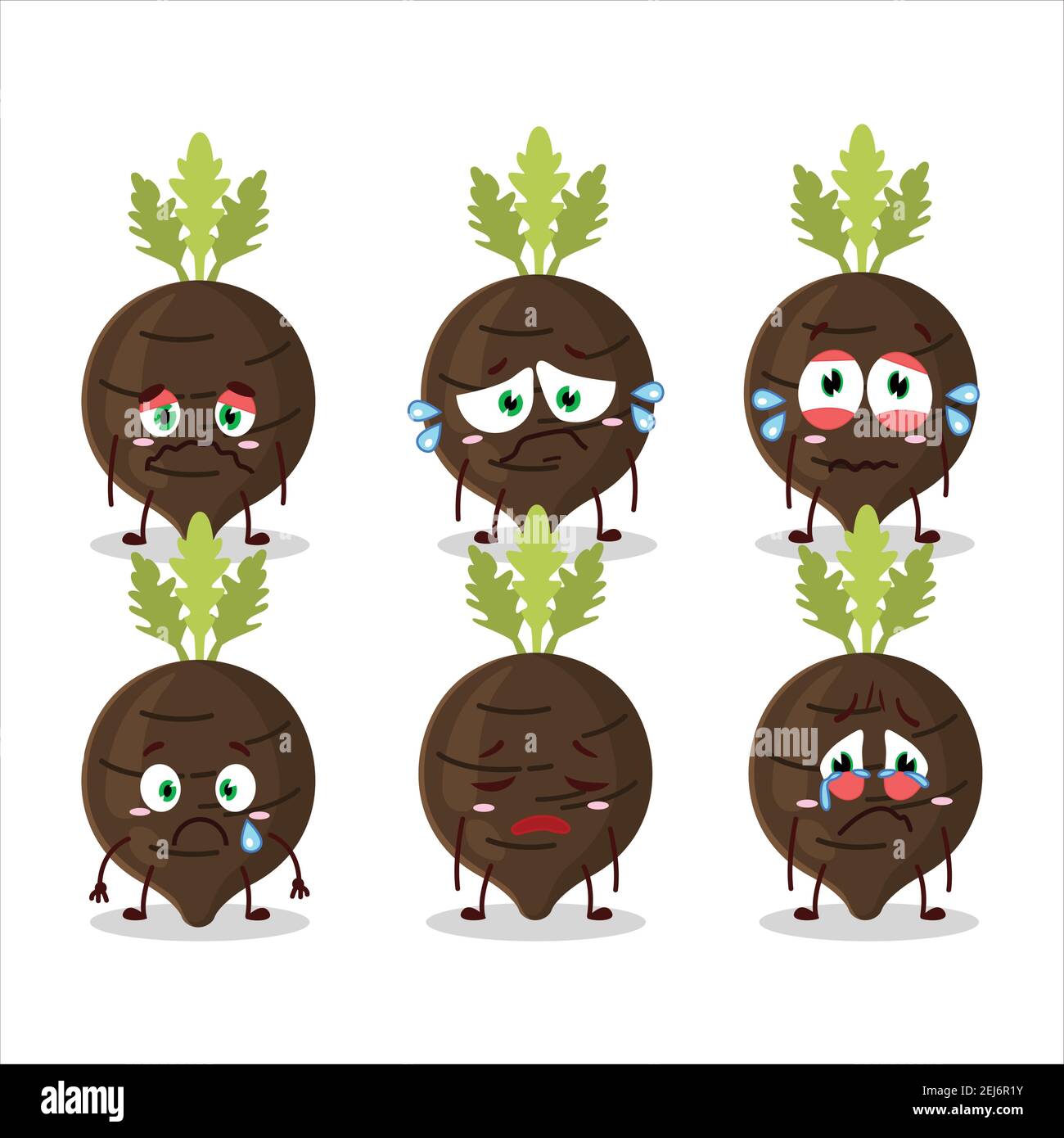 Black radish cartoon character with sad expression. Vector illustration ...