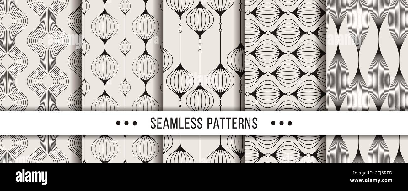 Set of strict, minimalistic seamless patterns. Collection for coloring ...