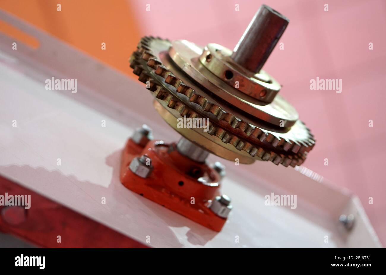 Close-up view of Gear system on a control panel in an industry Stock ...