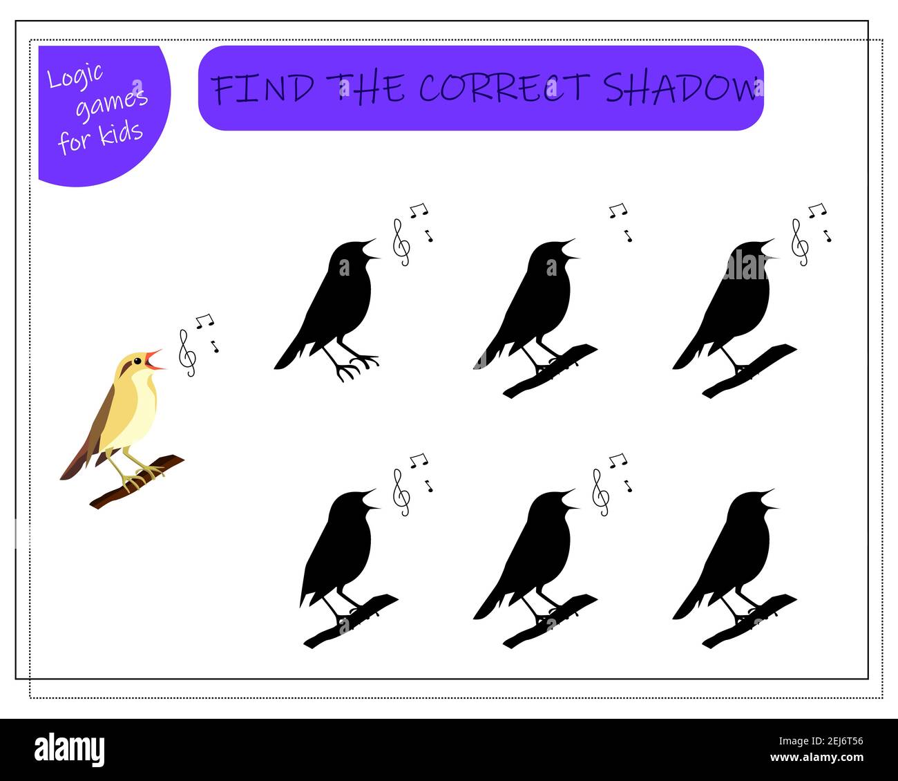 Game for kids find the right shadow. choose the right shadow for the ...