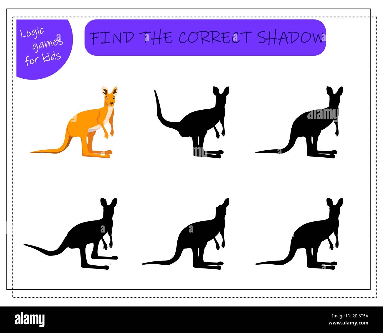 Game for kids find the right shadow. choose the right shade for the ...