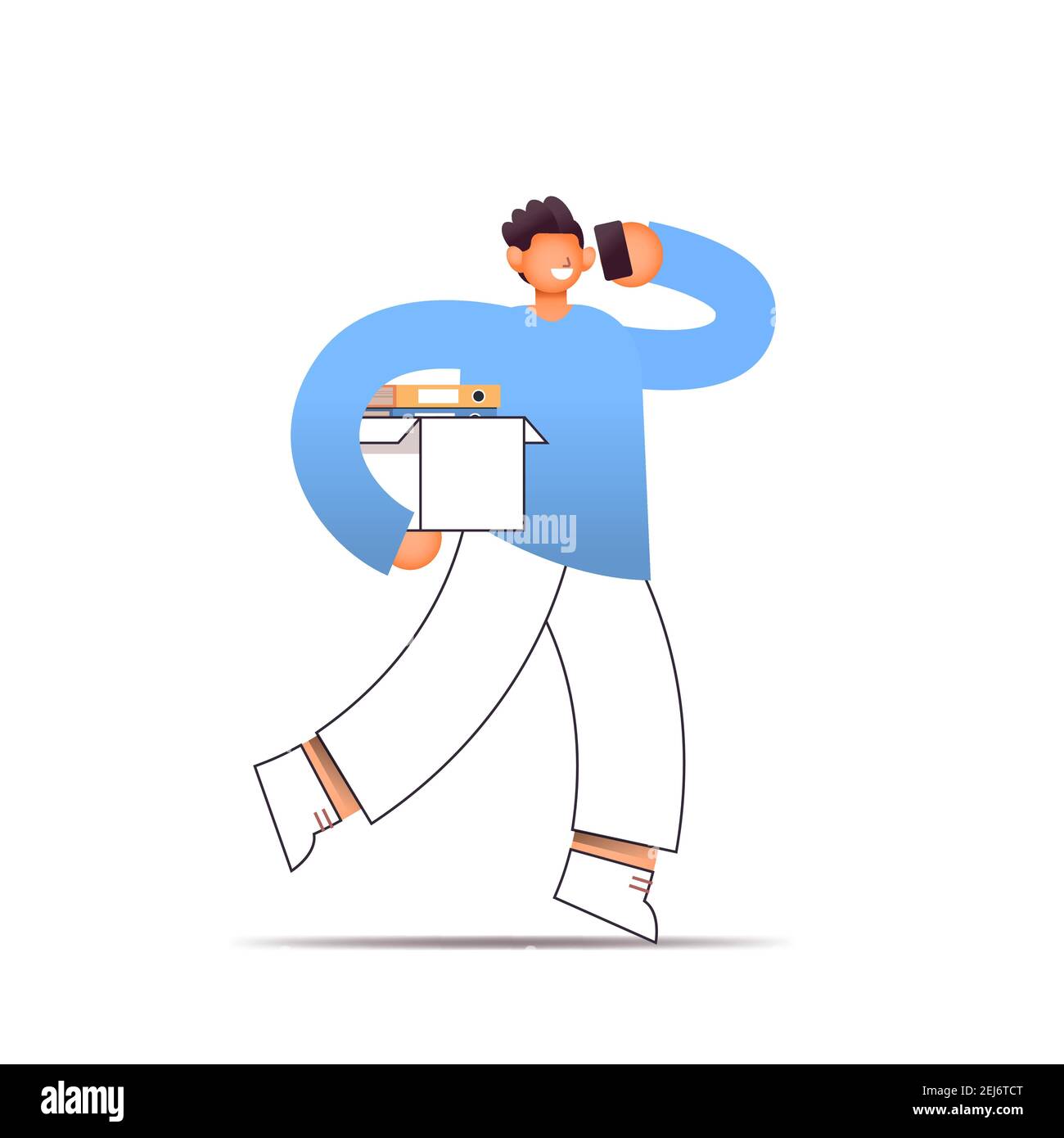 Man holding box talking Stock Vector Images - Alamy