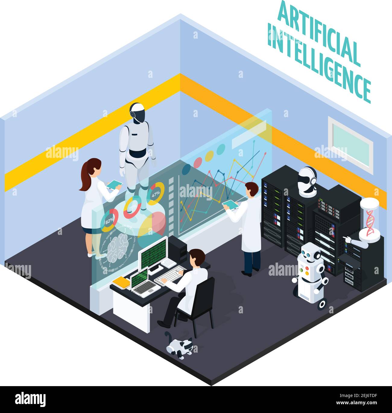 Artificial intelligence concept with repair and technology symbols ...