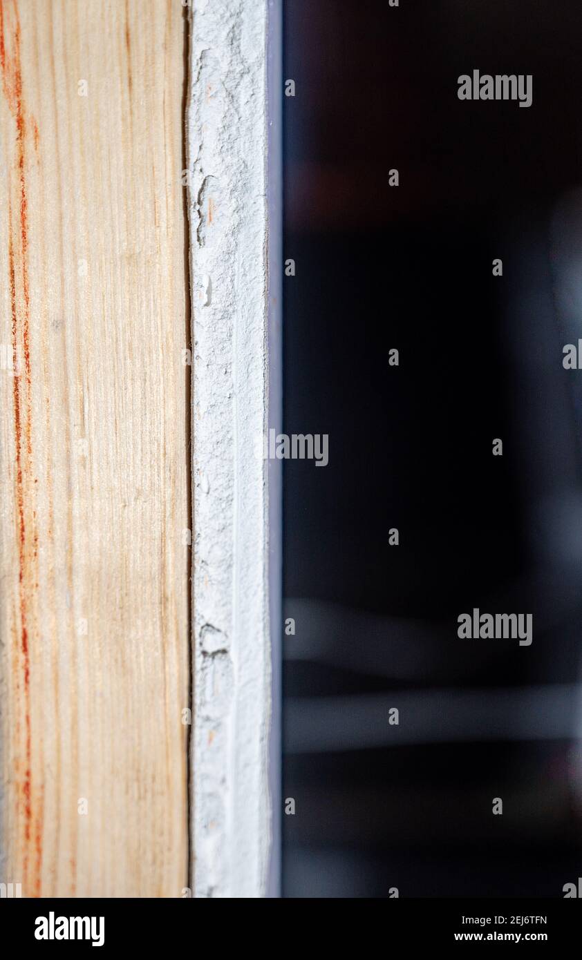 Side view of drywall and wooden stud for construction work Stock Photo ...