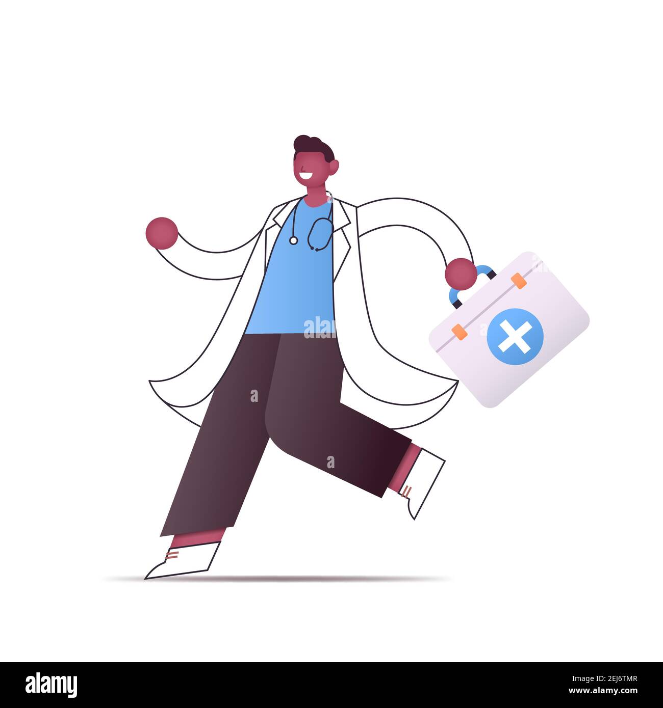 doctor running with first aid kit medicine healthcare concept african ...