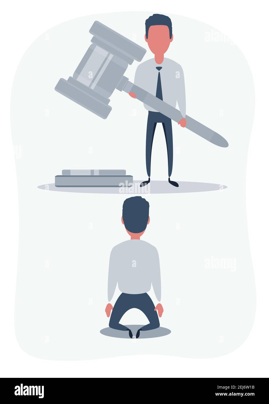 Cartoon character. Business man hold in hands Gavel justice symbol ...
