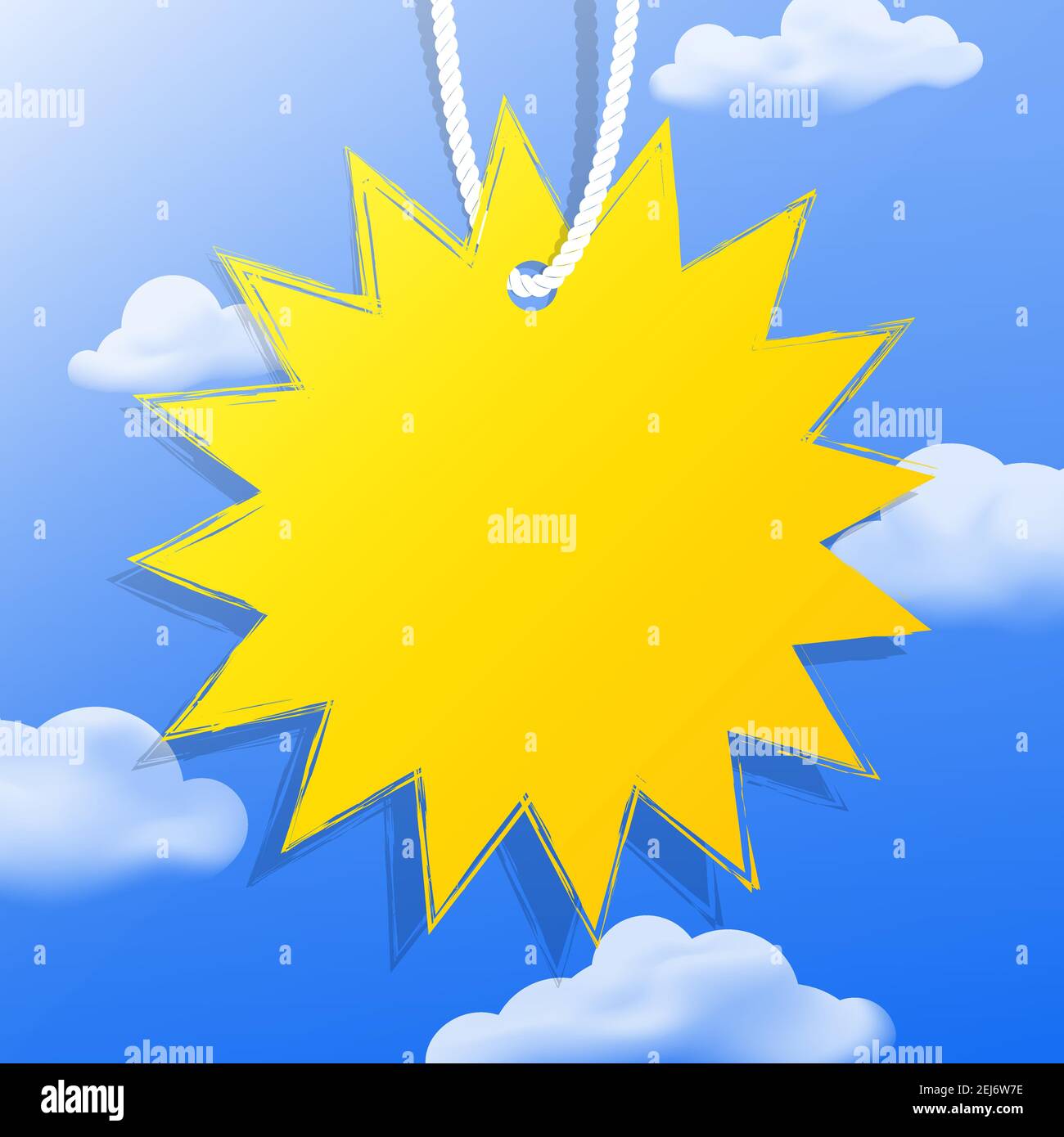 Price tag yellow sun shape on the sky with cloud vector for banner or ...