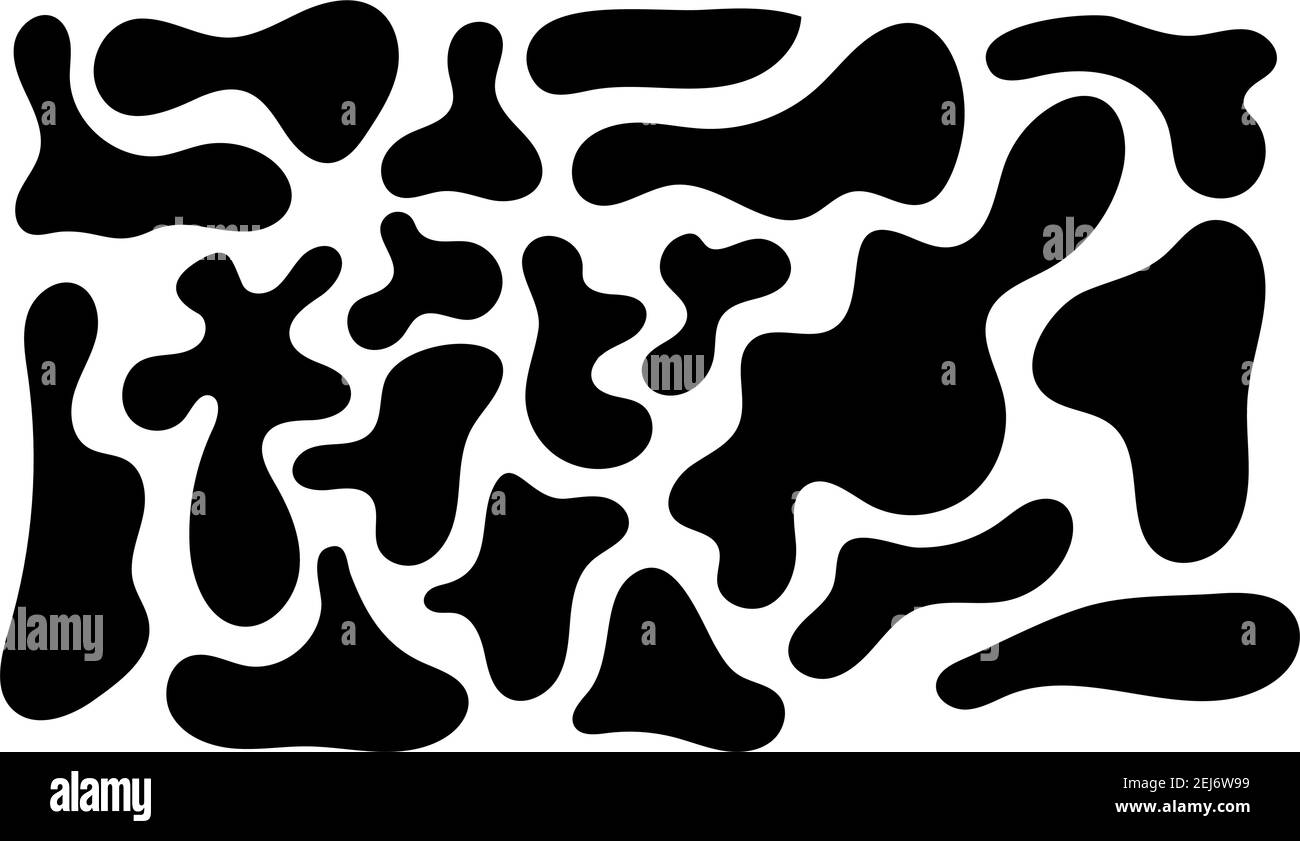 Irregular blob, set of abstract organic shapes. Abstract irregular random blobs. Simple liquid ...
