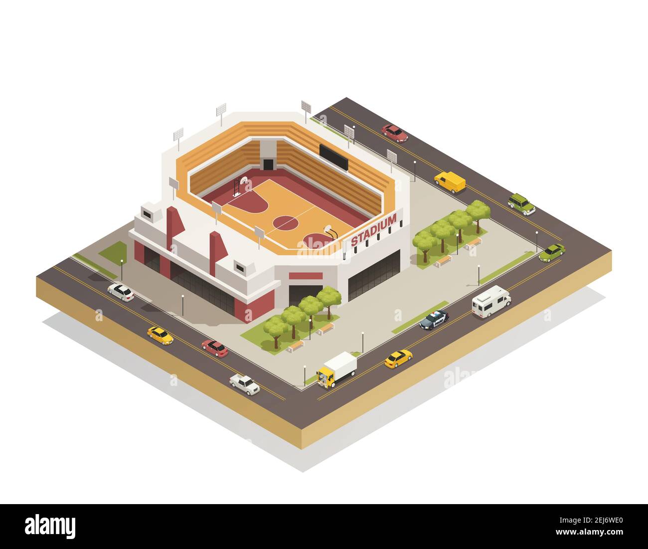 Basketball arena sport center competitions stadium with outdoor area ...