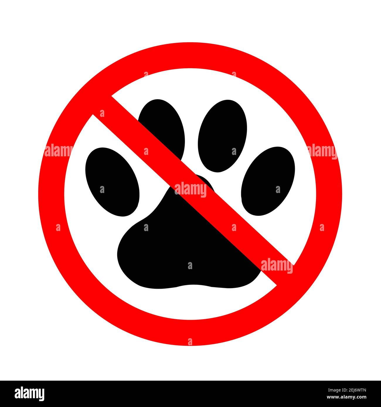 forbidden animal footprint sign on white background. prohibited cat or ...