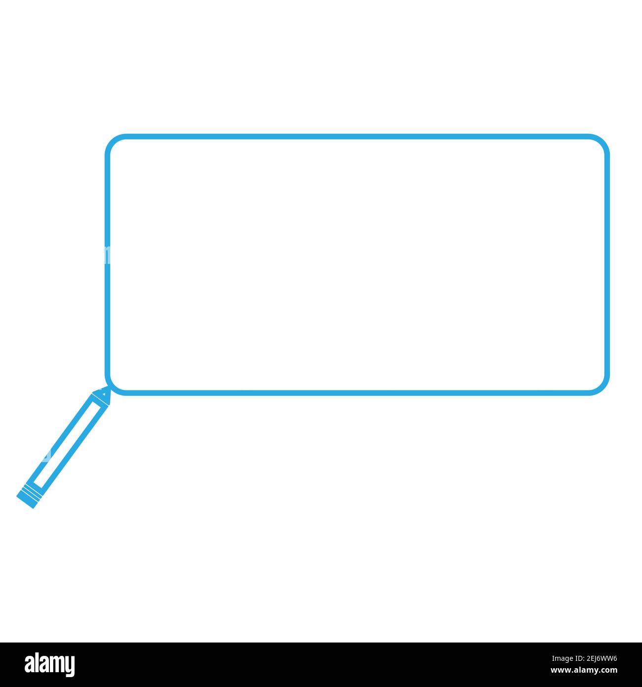 blue pencil with rectangular speech bubble on white background Stock ...