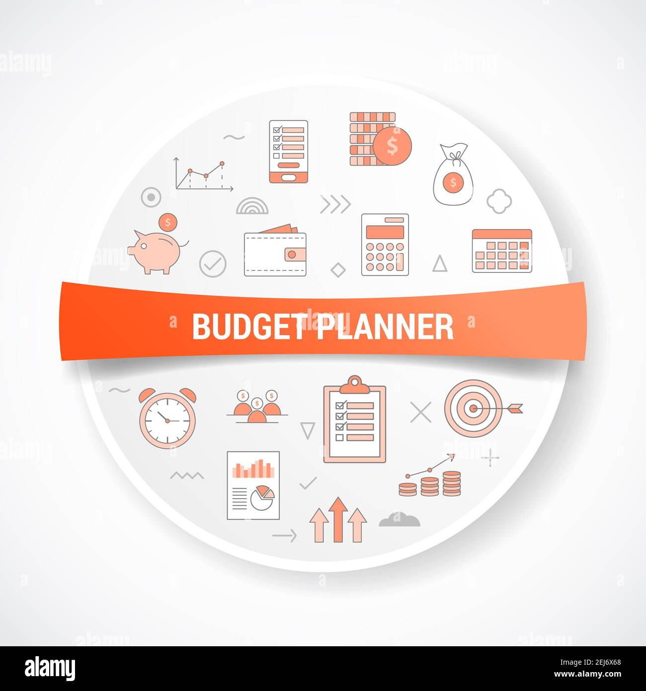budget planner concept with icon concept with round or circle shape ...