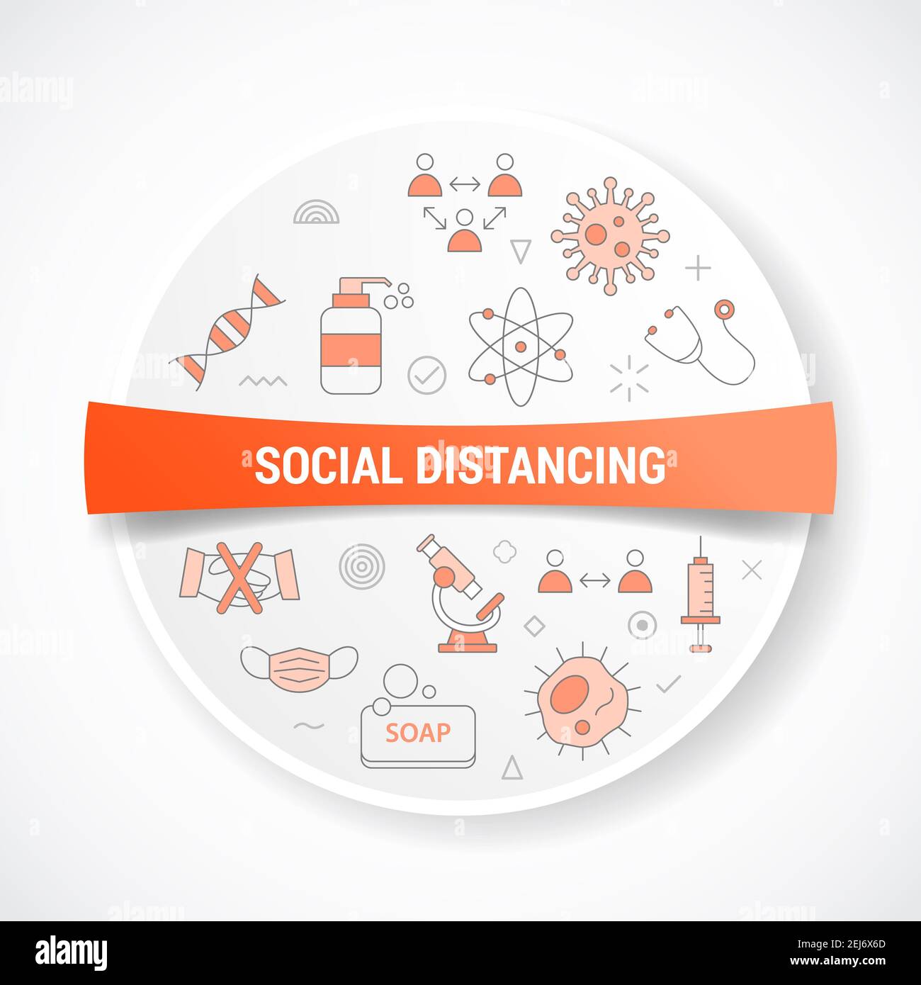 social distancing concept with icon concept with round or circle shape ...