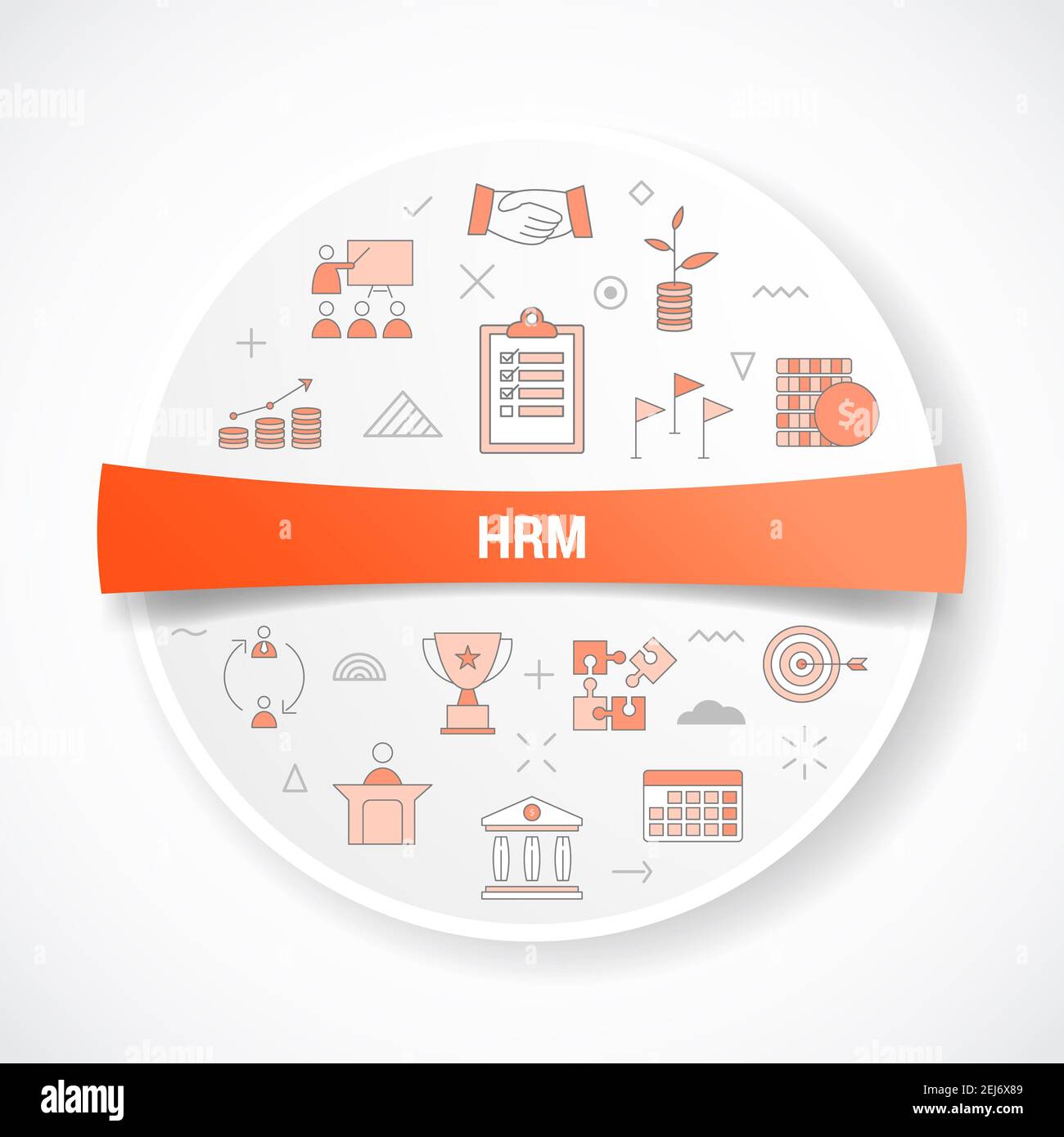 hrm human resource management concept with icon concept with round or ...