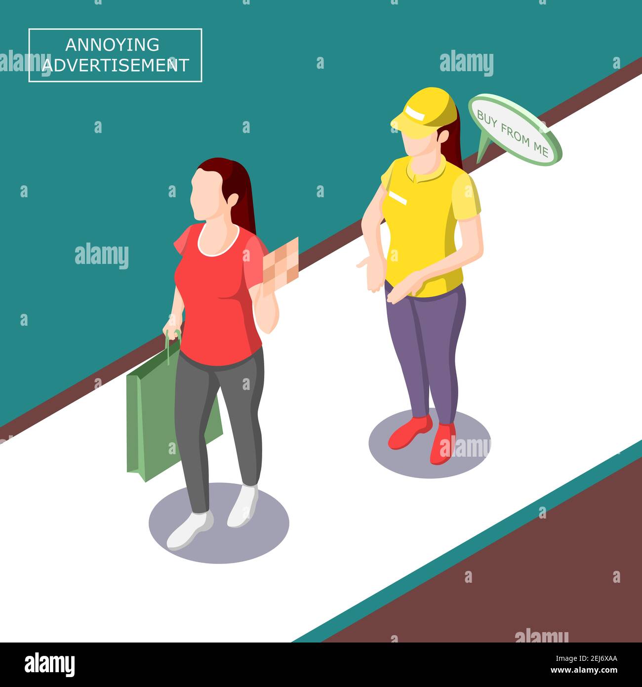 Intrusive annoying advertisement isometric background with obsessive ...