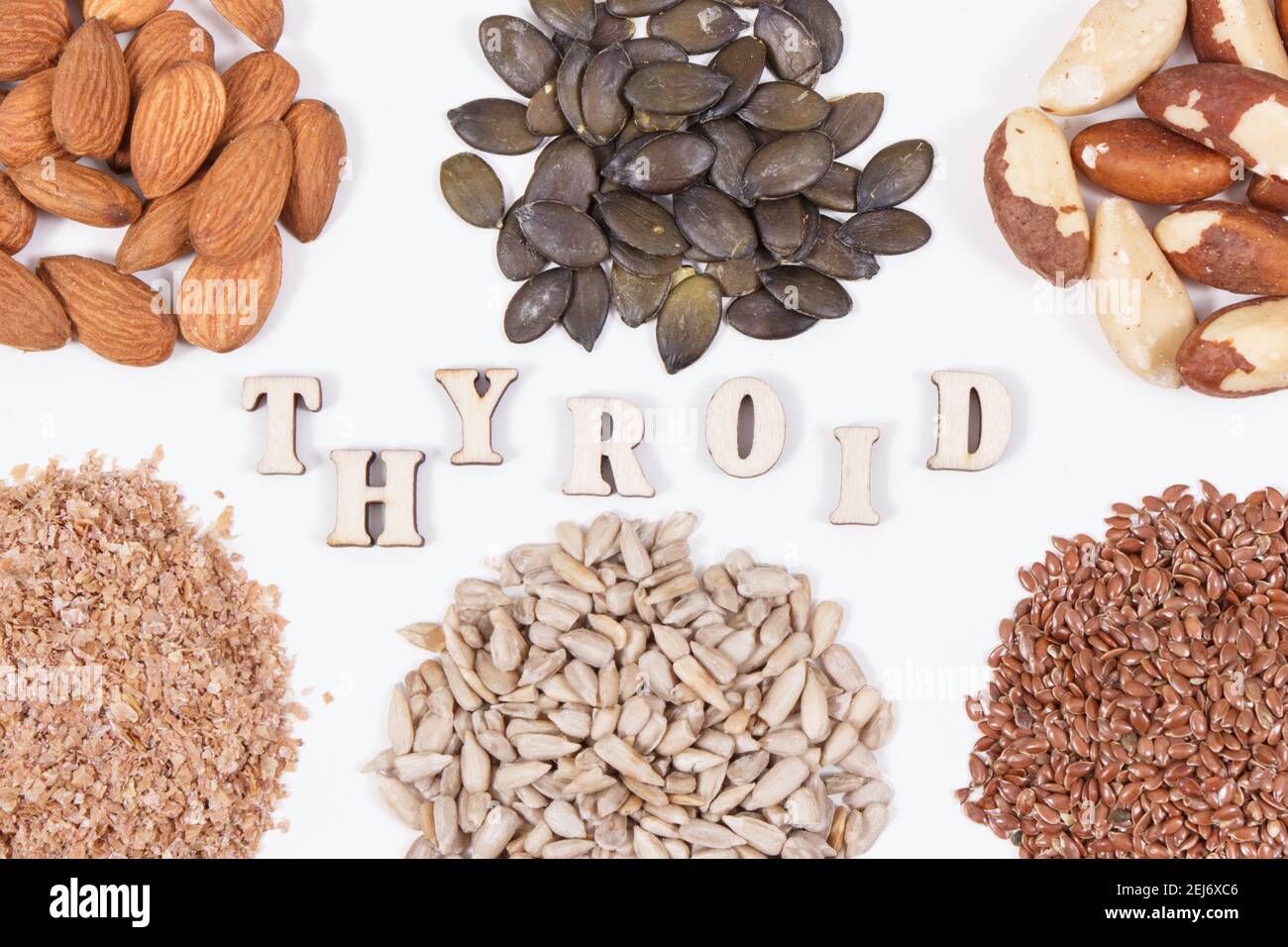 Beneficial nutritious eating for thyroid gland. Healthy ingredients as ...